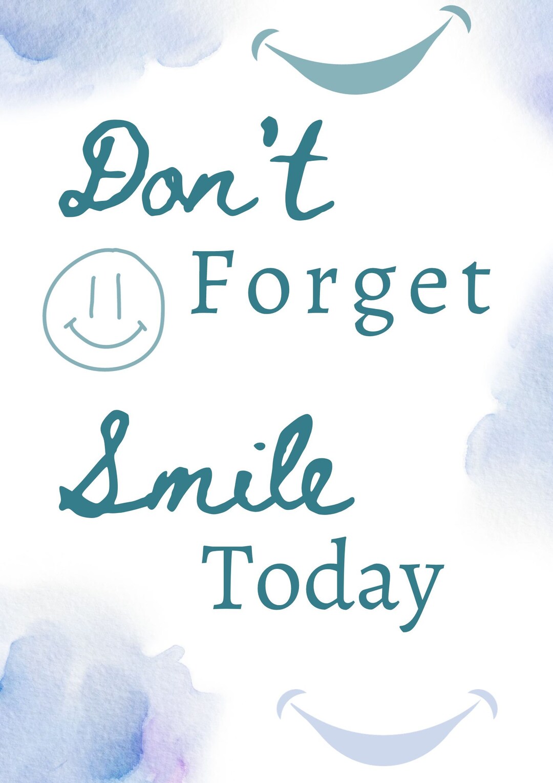 Don't Forget Smile Today Printable Poster/ Nursery Decor/ - Etsy