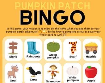 Pumpkin Patch Bingo Cards and Markers Fall, Halloween, or Thanksgiving ...