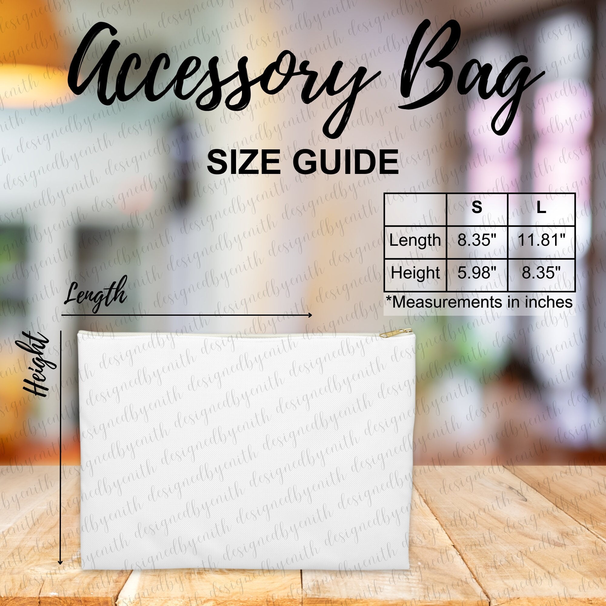 Accessory Bag Size Chart Guide Mockup - Etsy