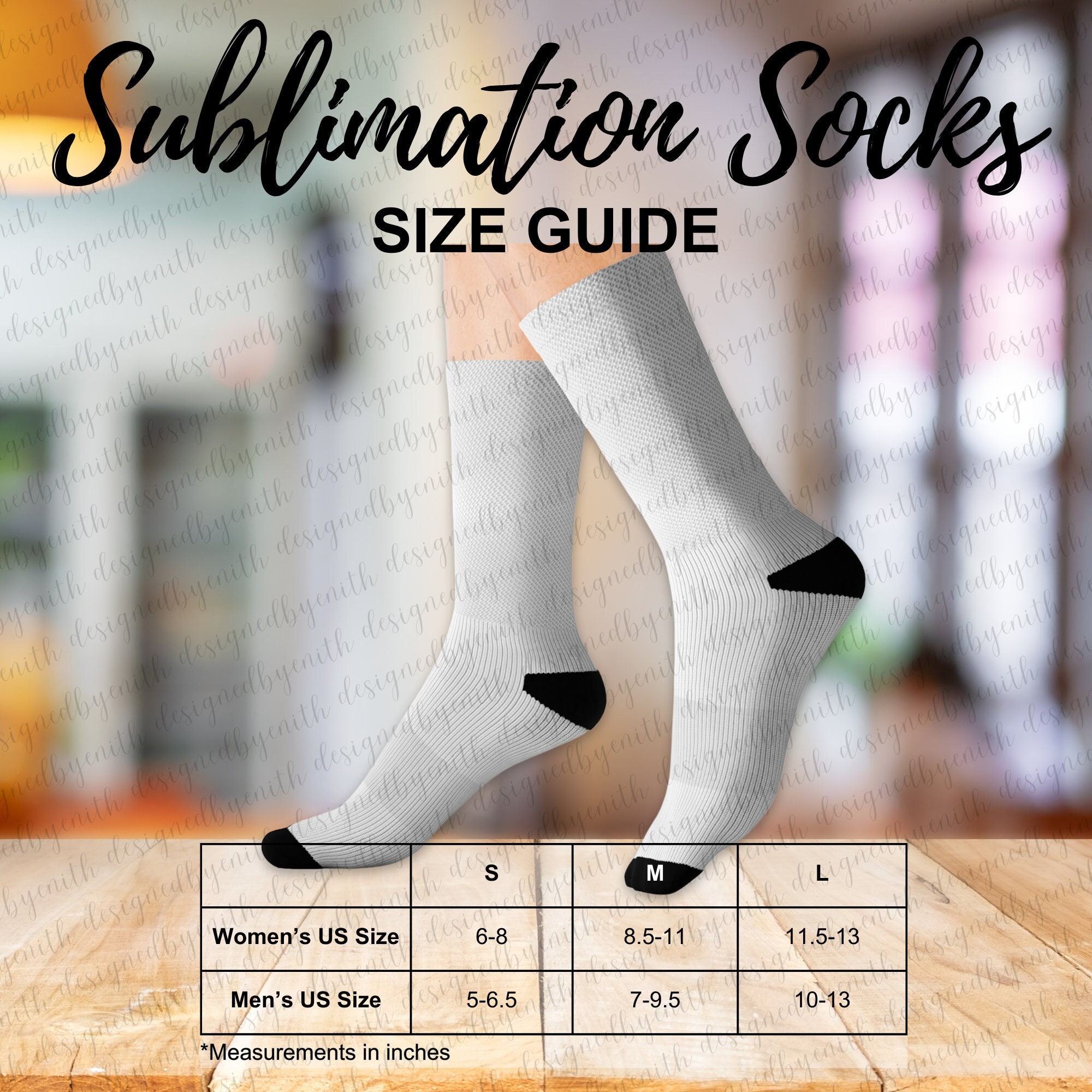 Socks Size Chart Guide Mockup Sublimation - Etsy