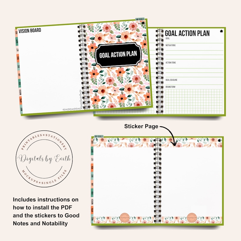 Digital Academic Planner Dated & Undated Stickers Great With Goodnotes ...