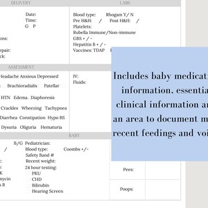 Postpartum Report Sheet, Mother Baby Nurse Report Sheet, Printable ...