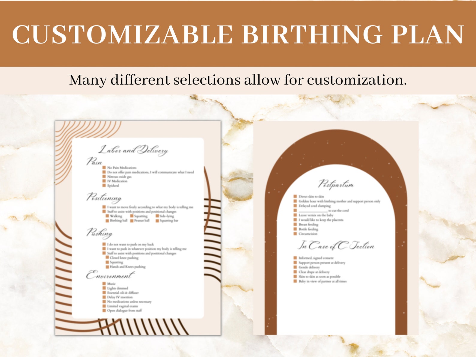 Editable Birth Plan Template, Labor and Delivery Preferences, Mother ...