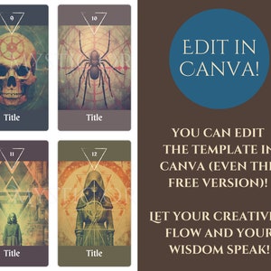 Haunted Veil Printable Oracle Card Deck, Editable Canva Template ...
