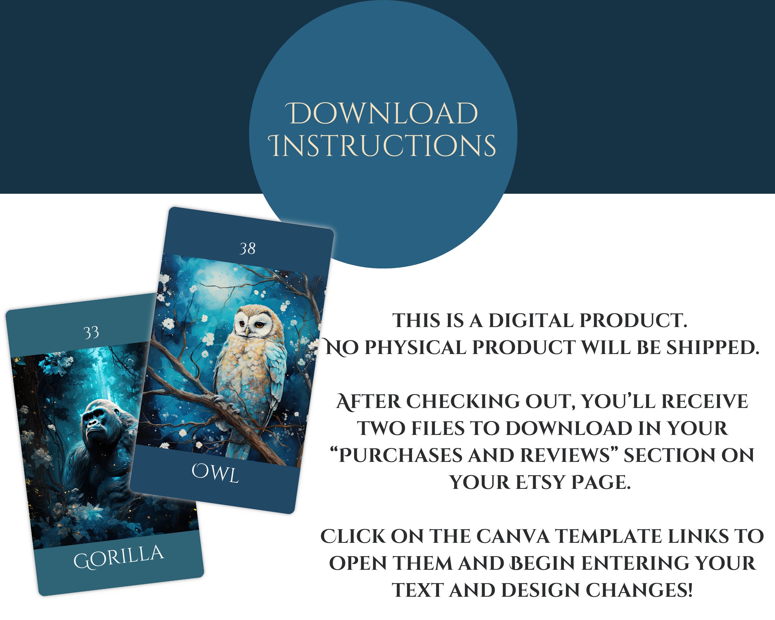 Animal Wisdom Printable Oracle Card Deck, Editable Canva Template ...