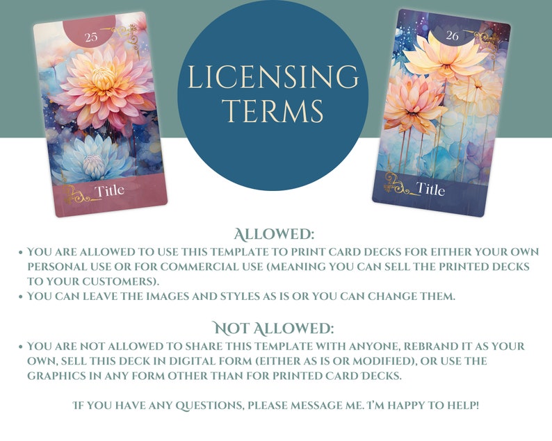 Lotus Flower Printable Oracle Cards, Editable Canva Template, Oracle ...