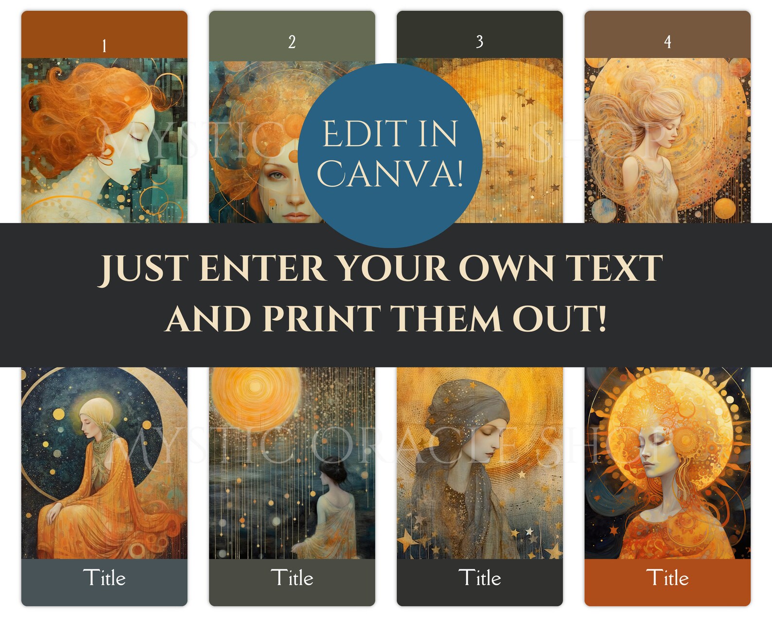 Cosmic Women Printable Oracle Card Deck, Editable Canva Template ...