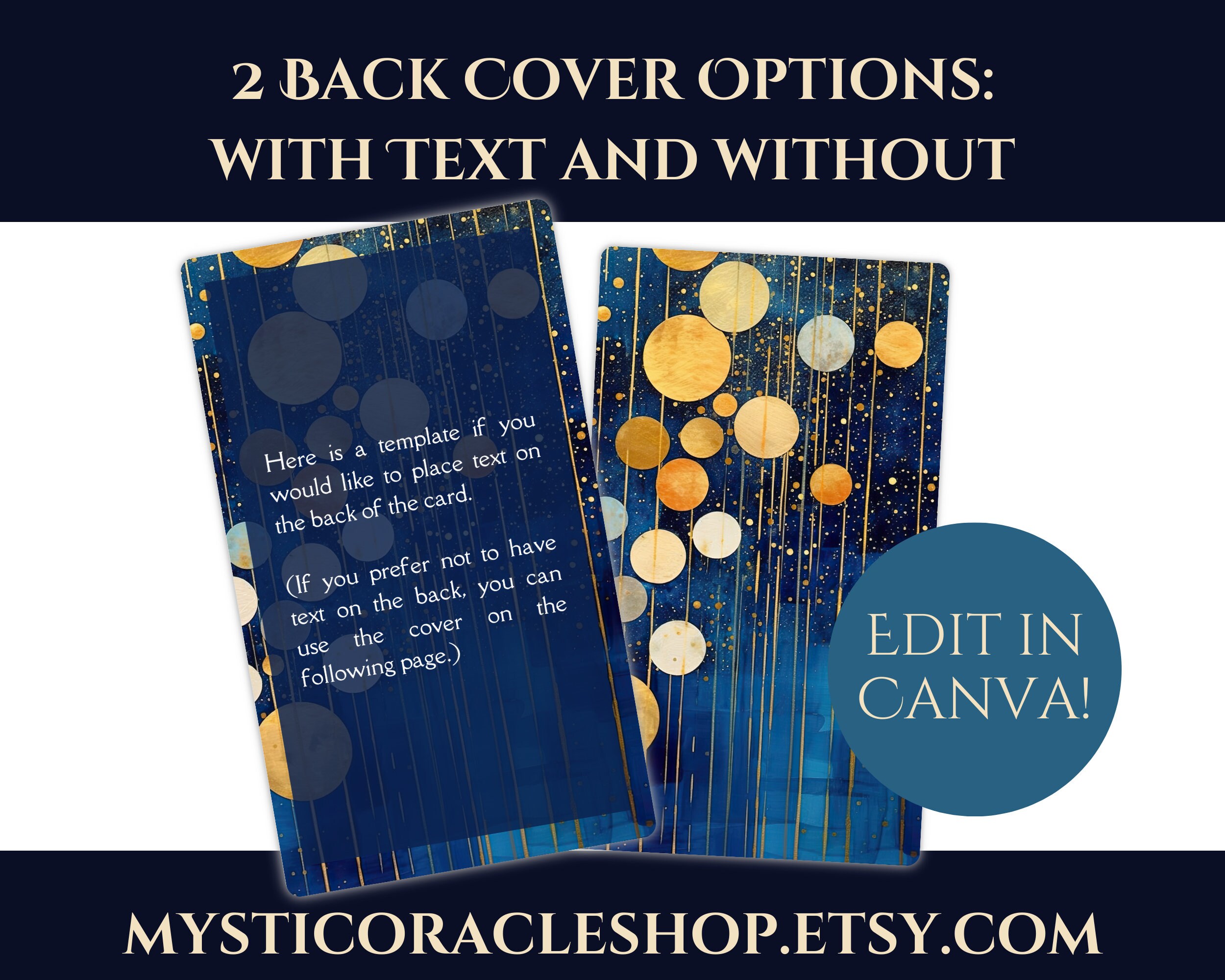 Astral Serenity Printable Oracle Card Deck, Editable Canva Template ...