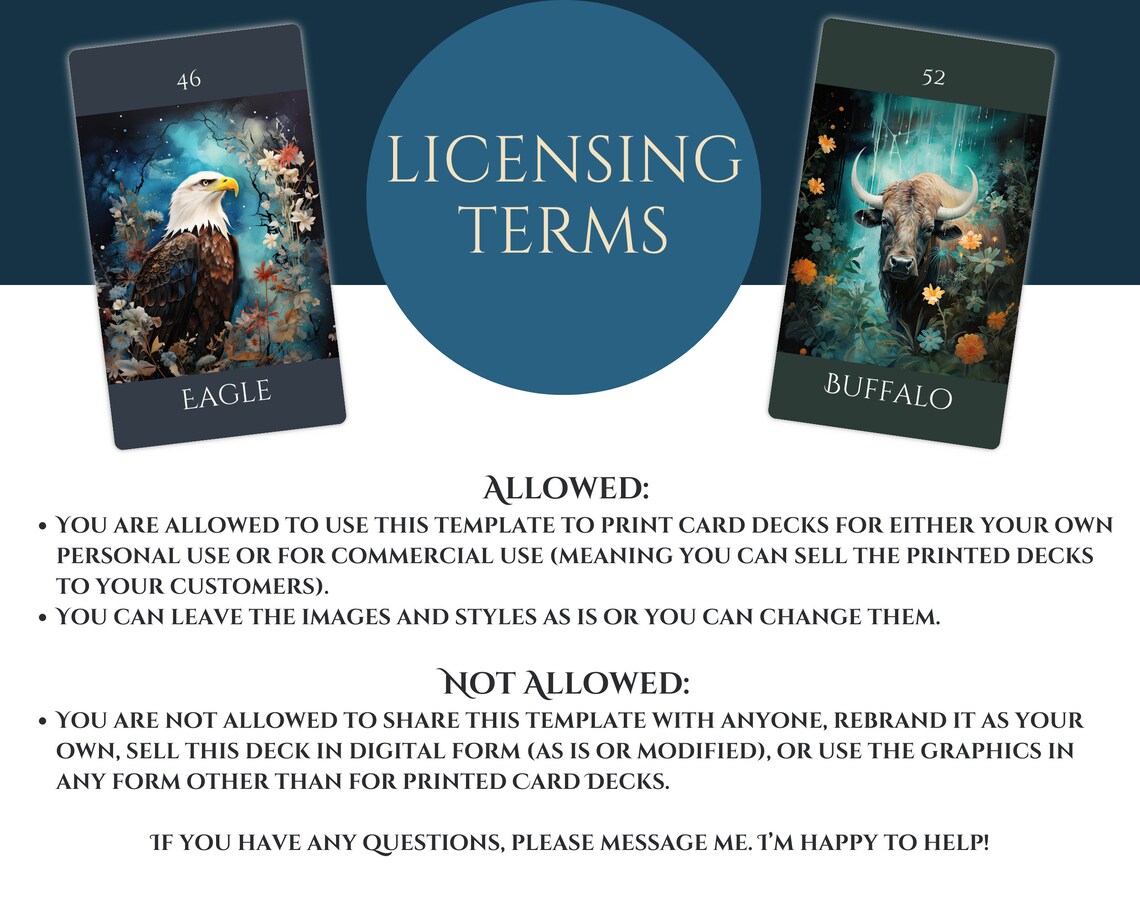 Animal Wisdom Printable Oracle Card Deck, Editable Canva Template ...