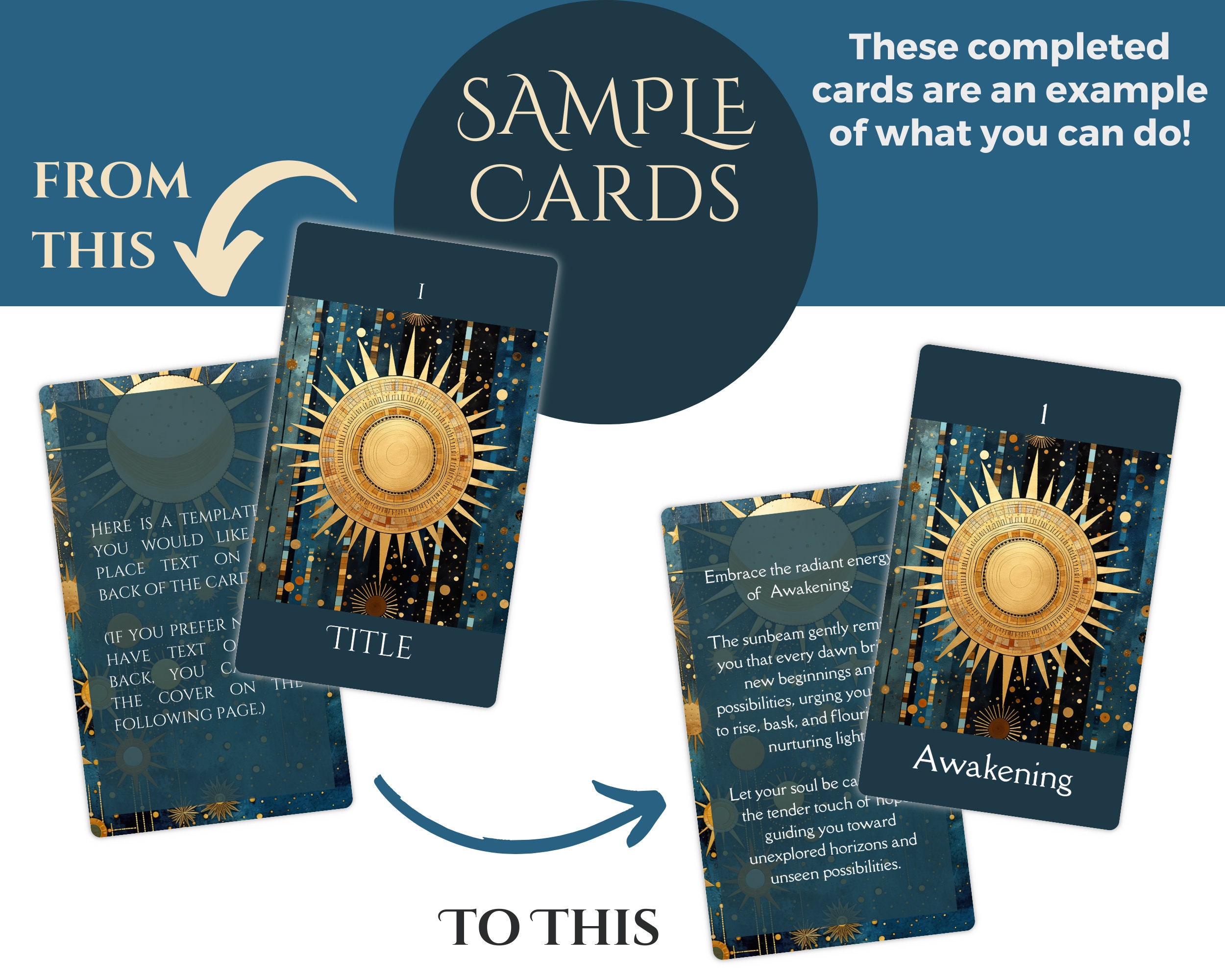 Sacred Starlight Printable Oracle Card Deck, Editable Canva Template ...