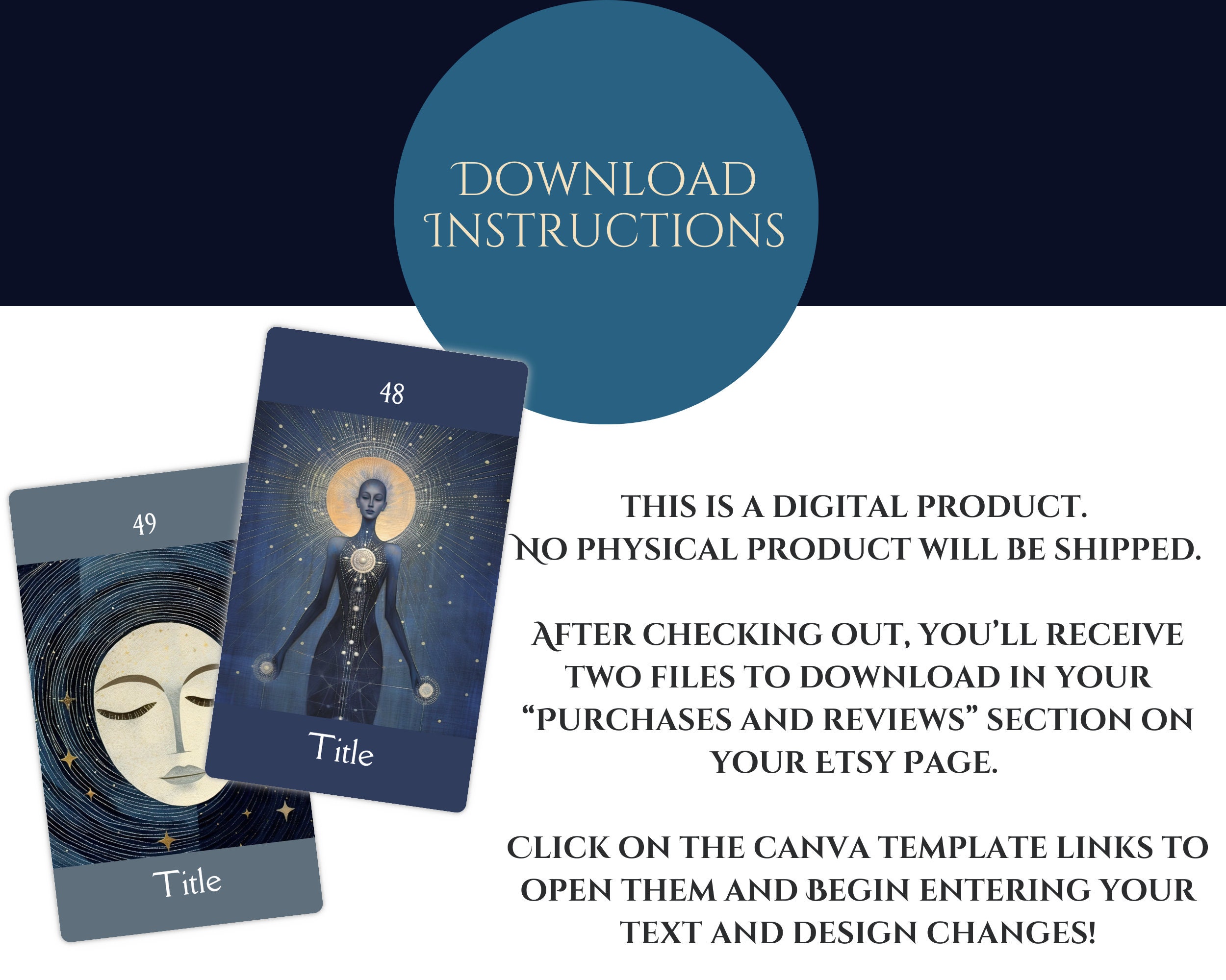 Astral Serenity Printable Oracle Card Deck, Editable Canva Template ...