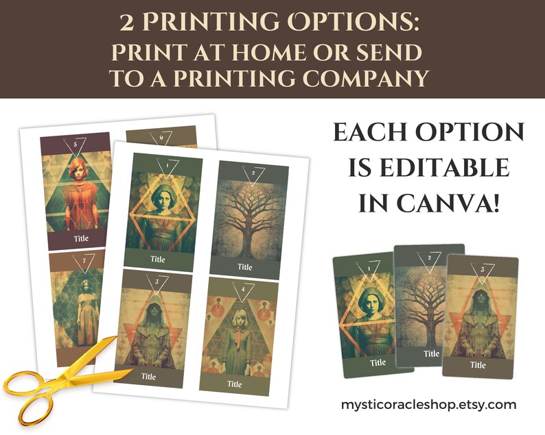 Haunted Veil Printable Oracle Card Deck, Editable Canva Template ...