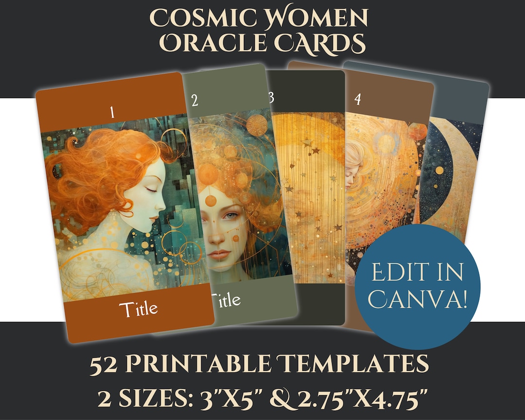 Cosmic Women Printable Oracle Card Deck, Editable Canva Template ...