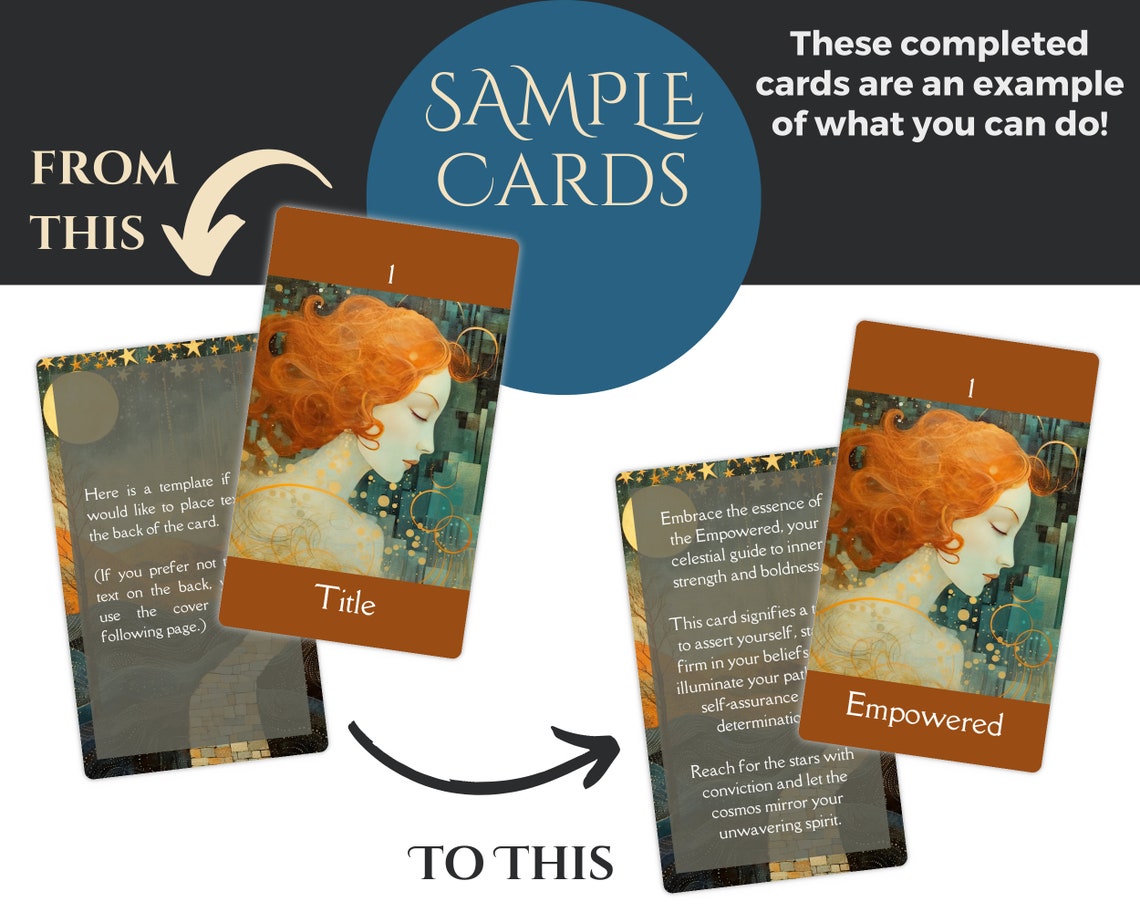 Cosmic Women Printable Oracle Card Deck, Editable Canva Template ...