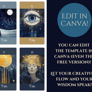 Astral Serenity Printable Oracle Card Deck, Editable Canva Template ...