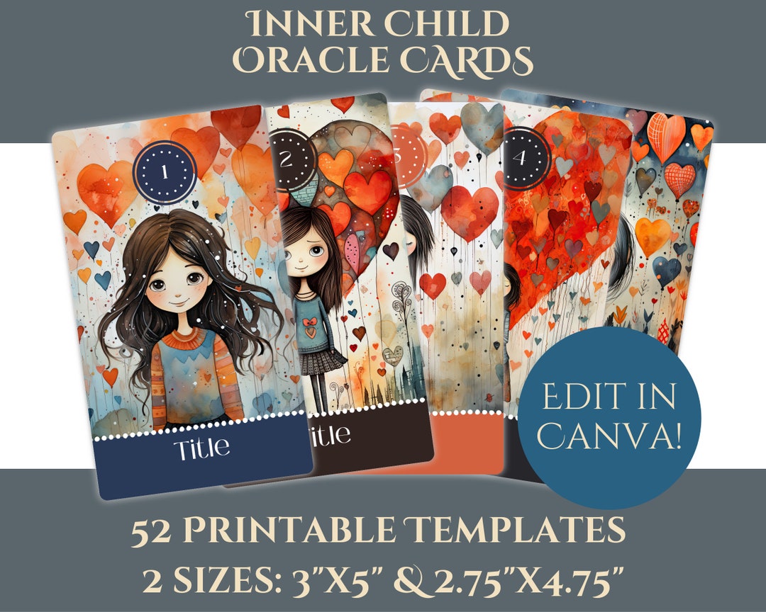 Inner Child Printable Oracle Card Deck, Editable Canva Template, Oracle ...