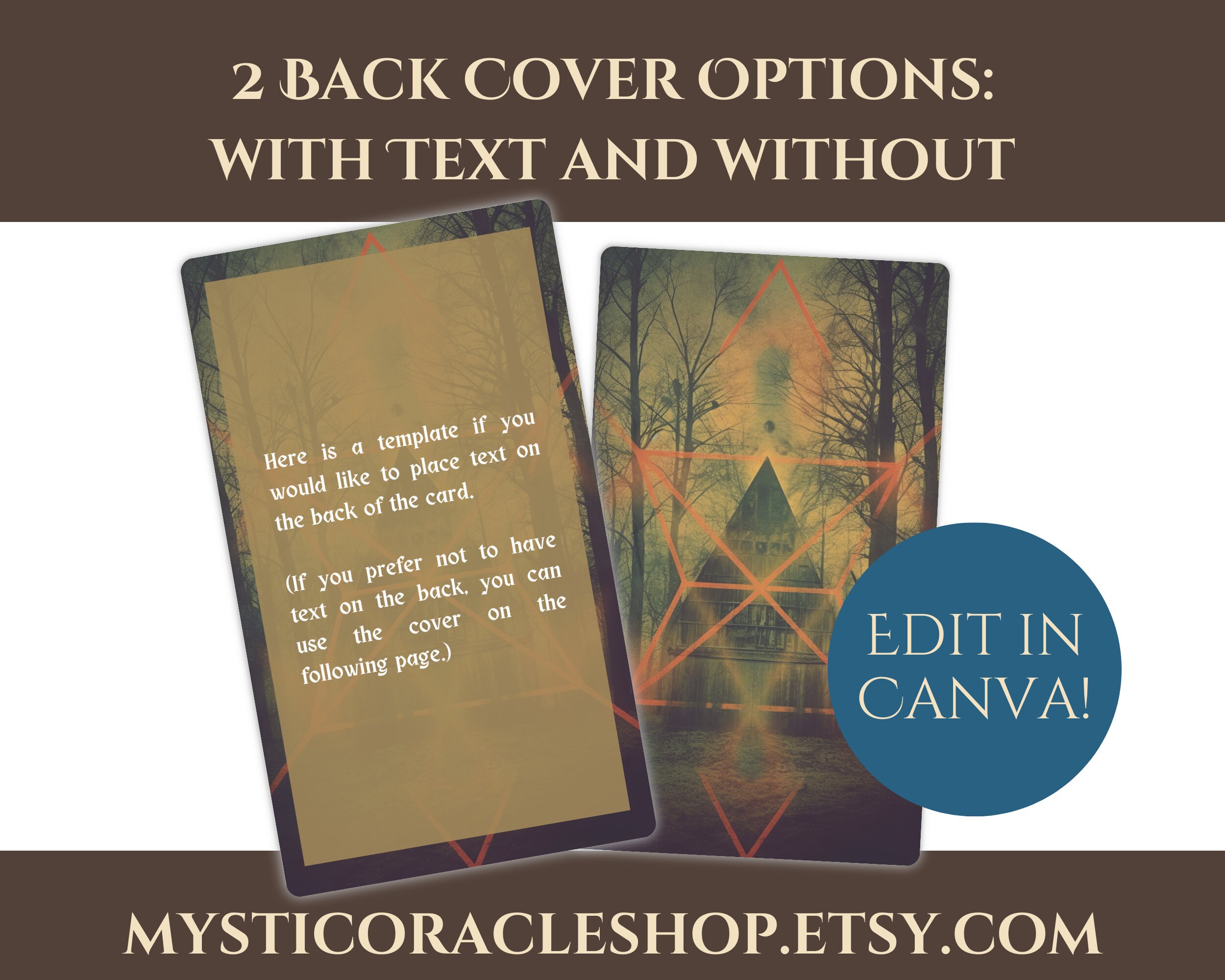 Haunted Veil Printable Oracle Card Deck, Editable Canva Template ...