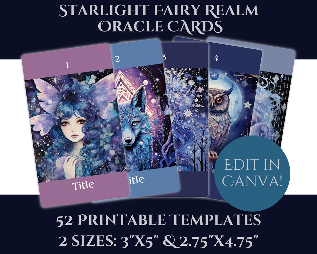 Starlight Fairy Realm Printable Oracle Card Deck, Editable Canva ...