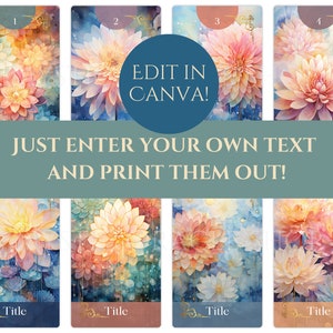 Lotus Flower Printable Oracle Cards, Editable Canva Template, Oracle ...