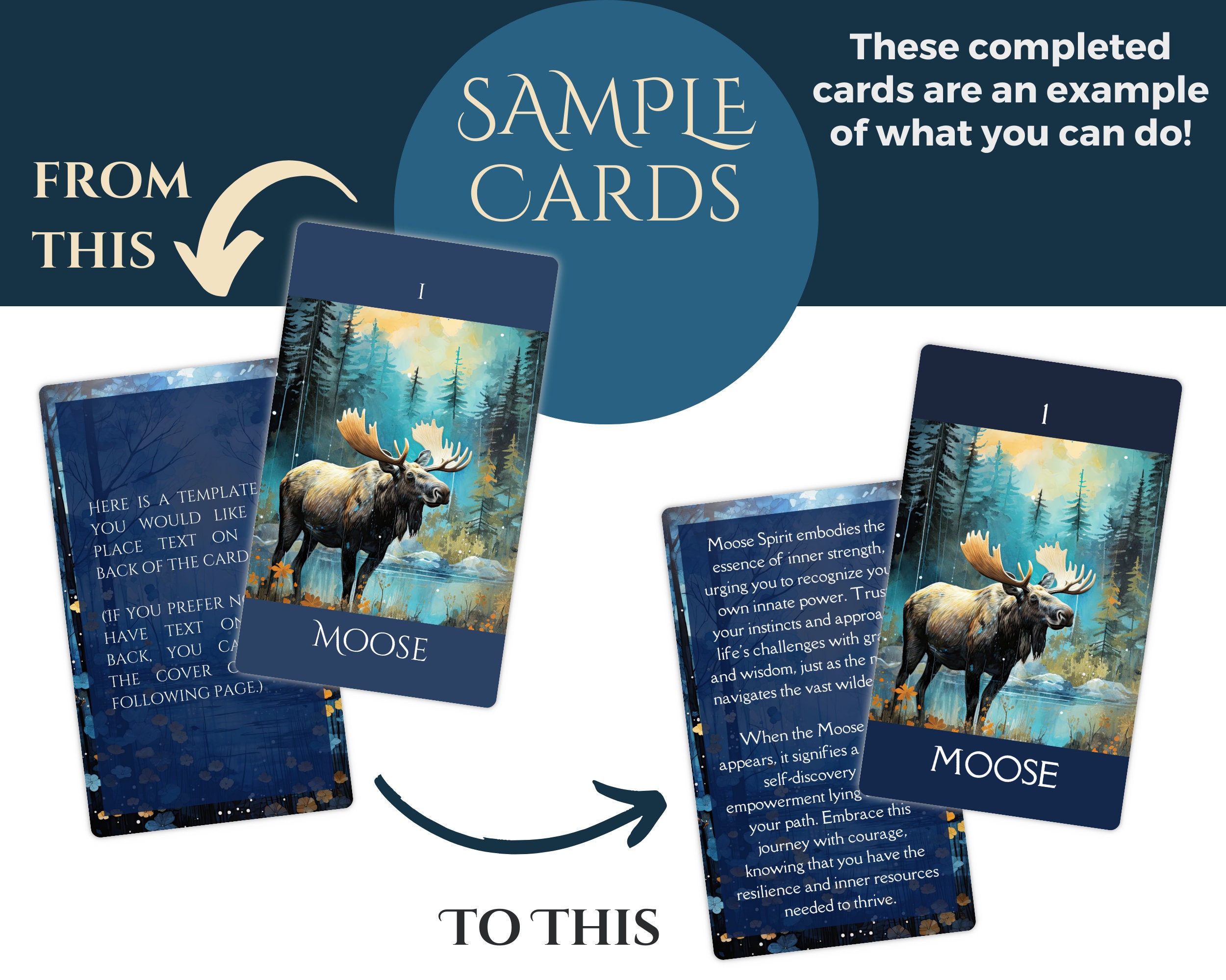 Animal Wisdom Printable Oracle Card Deck, Editable Canva Template ...