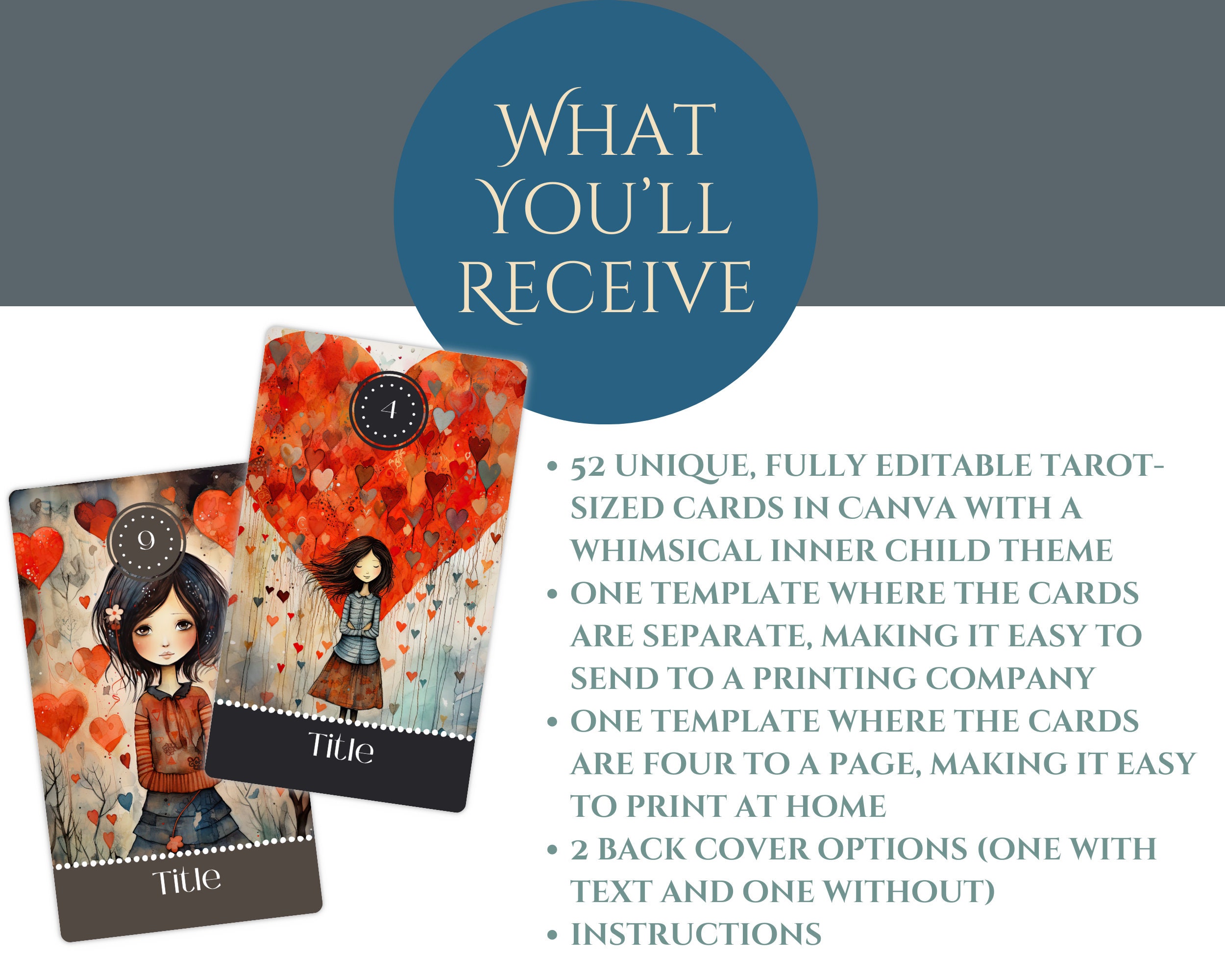 Inner Child Printable Oracle Card Deck, Editable Canva Template, Oracle ...