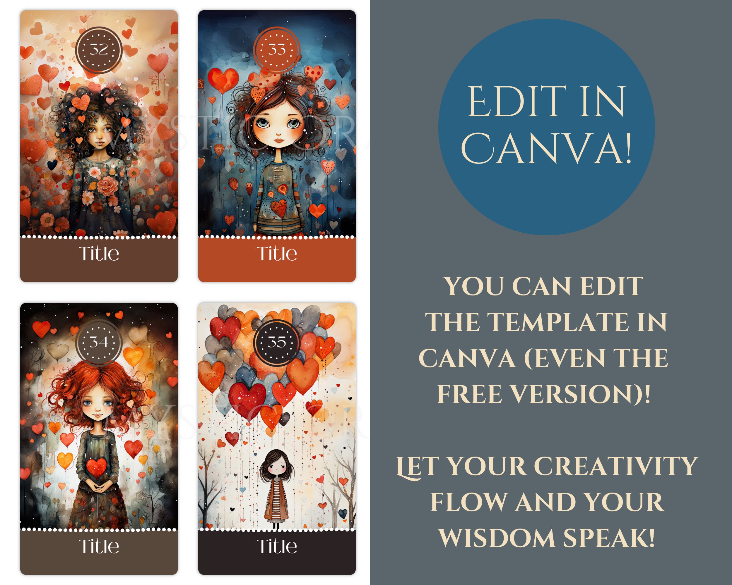 Inner Child Printable Oracle Card Deck, Editable Canva Template, Oracle ...