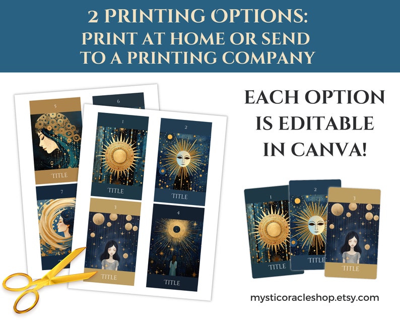 Sacred Starlight Printable Oracle Card Deck, Editable Canva Template ...