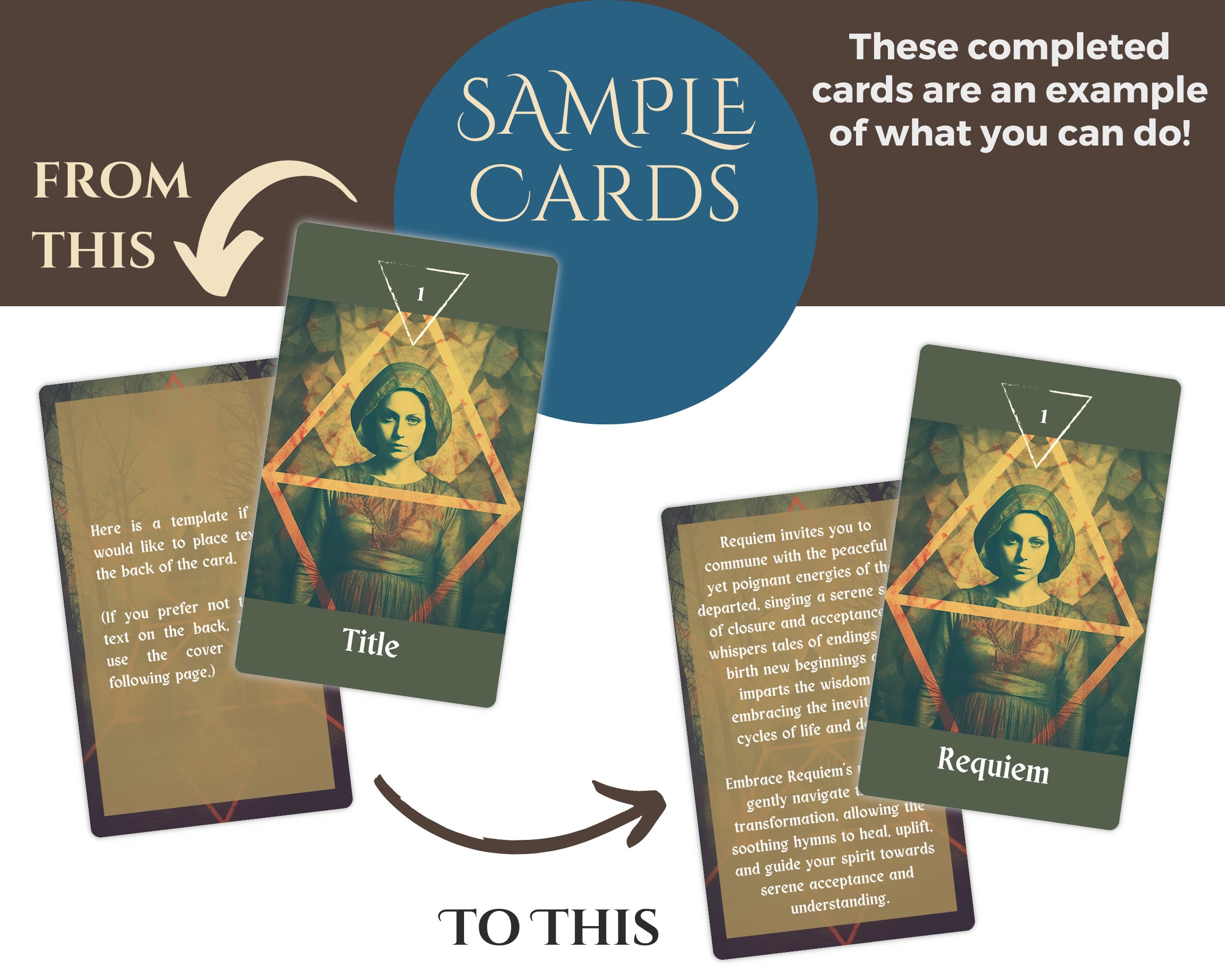 Haunted Veil Printable Oracle Card Deck, Editable Canva Template ...