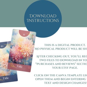 Lotus Flower Printable Oracle Cards, Editable Canva Template, Oracle ...