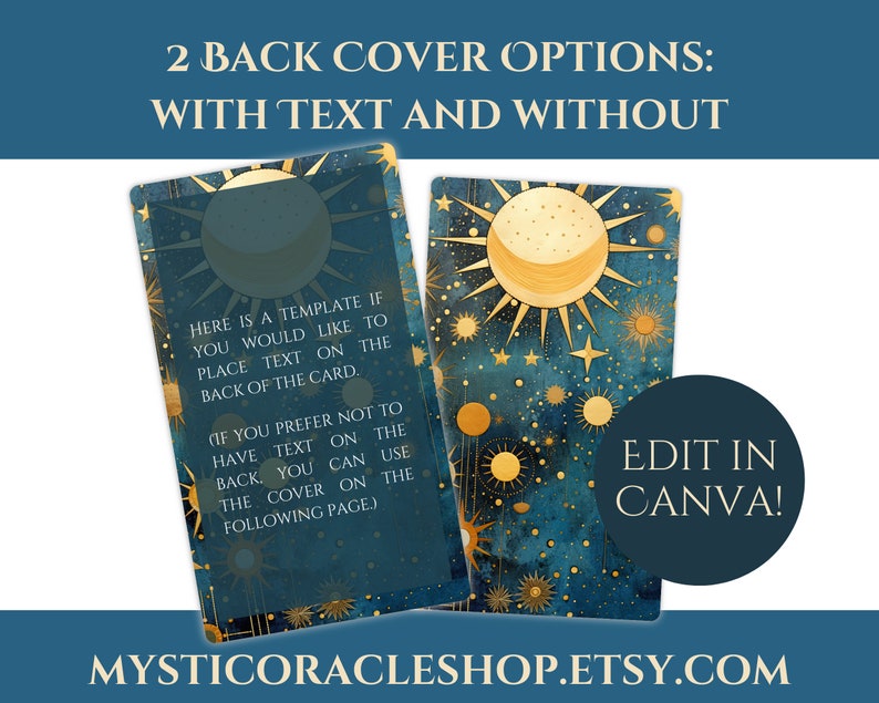 Sacred Starlight Printable Oracle Card Deck, Editable Canva Template ...