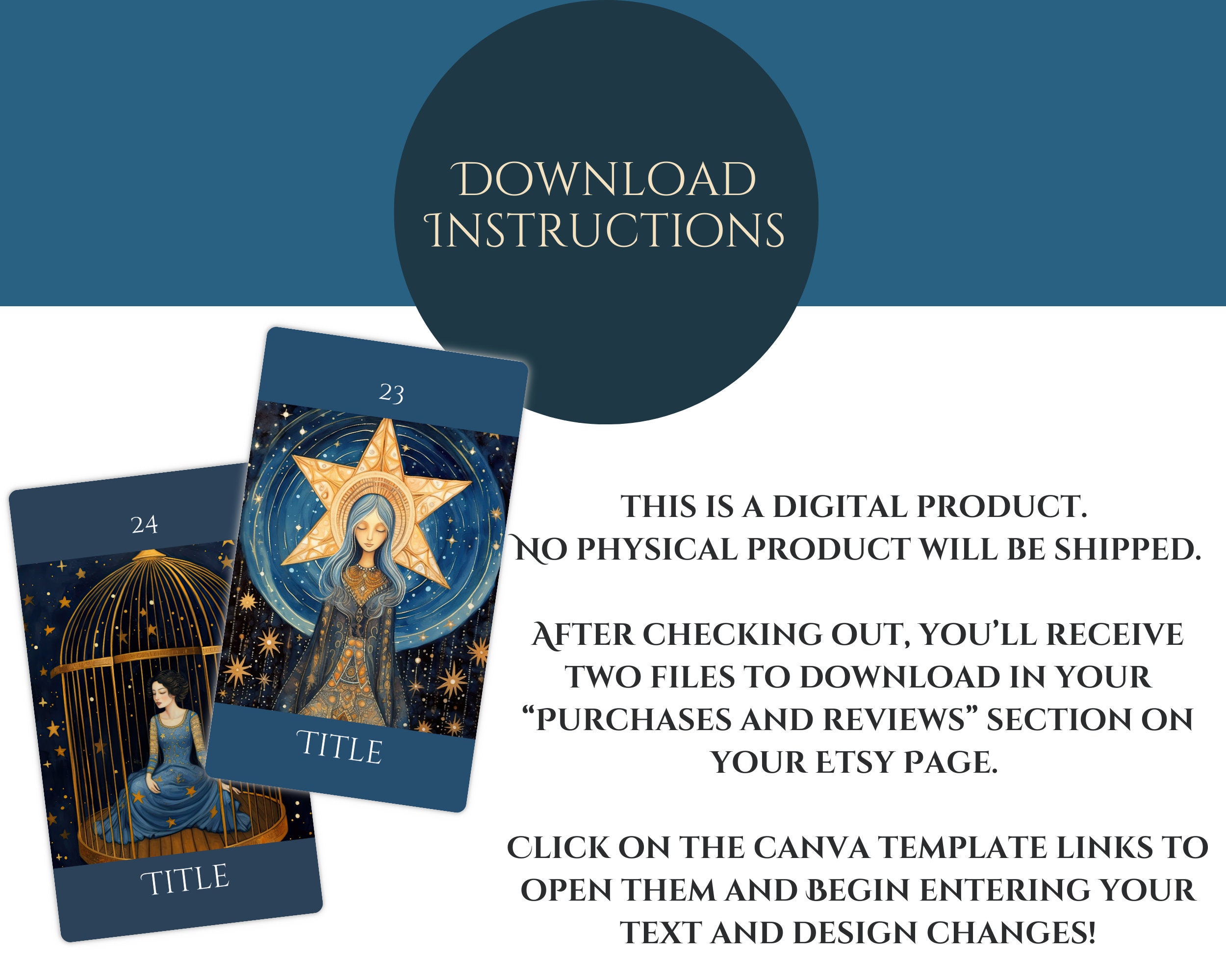 Sacred Starlight Printable Oracle Card Deck, Editable Canva Template ...