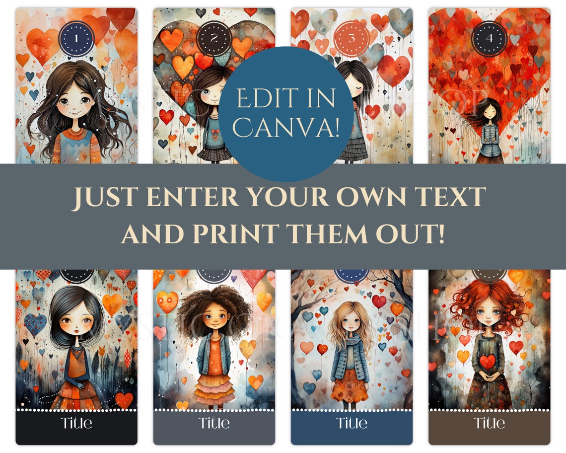 Inner Child Printable Oracle Card Deck, Editable Canva Template, Oracle ...