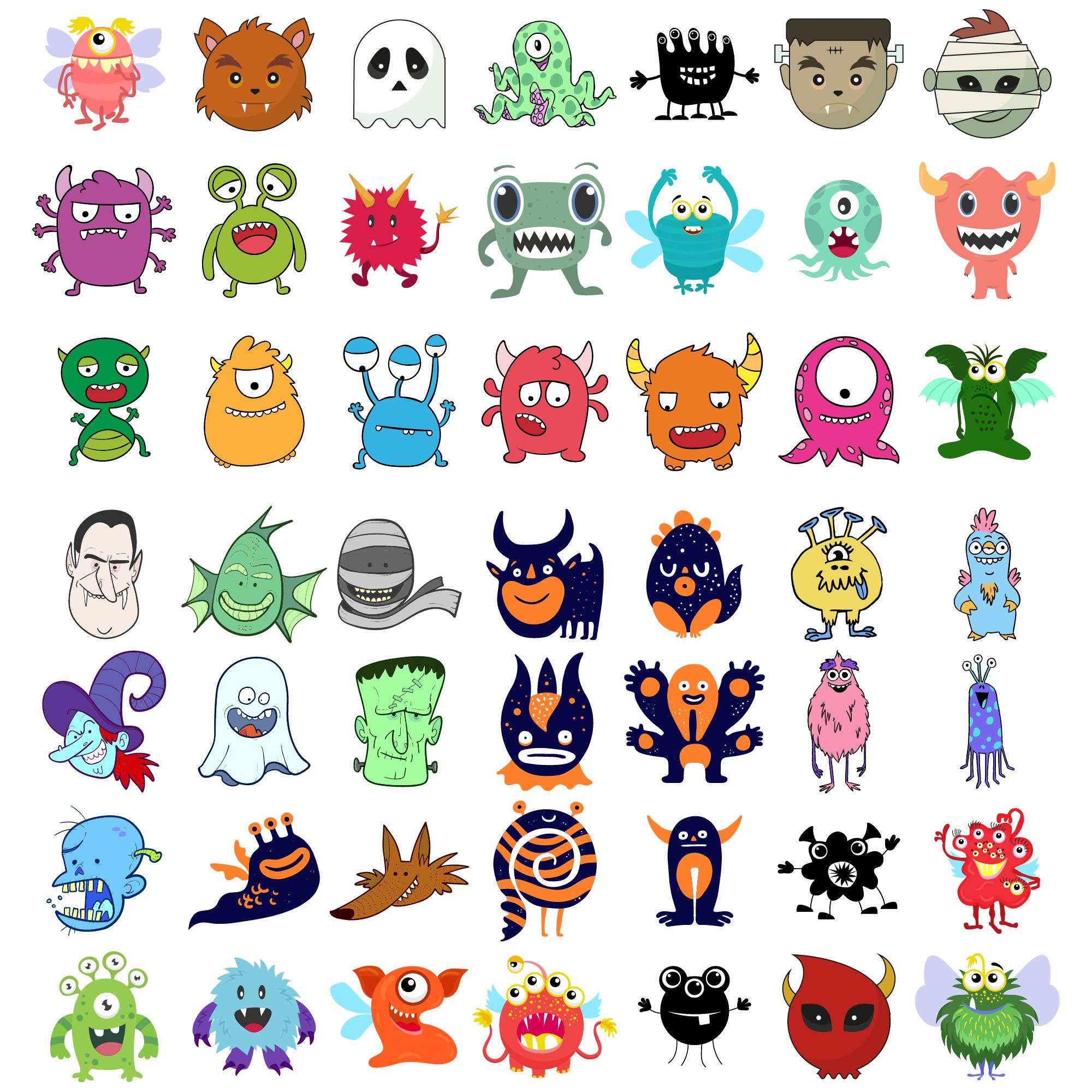 Cute Monsters Clipart, Monster Svg Bundle, Monster Eyes, Halloween Svg ...
