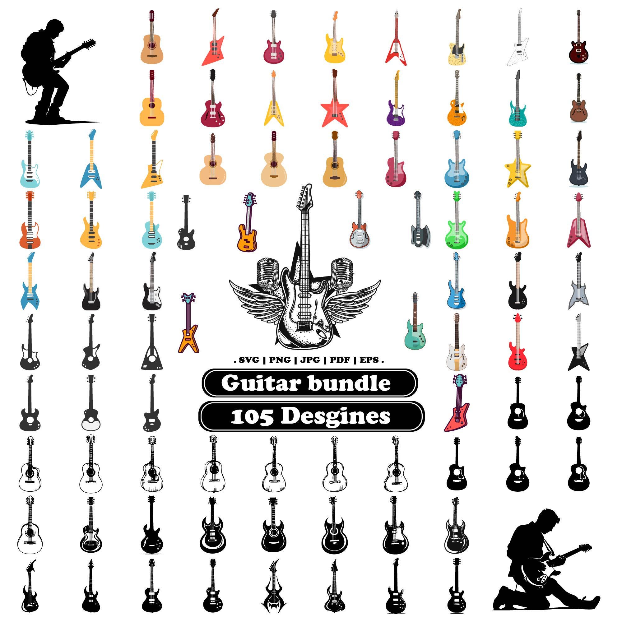 Guitar Svg Bundle,electric Guitar Svg, Guitarist Clipart,acoustic ...