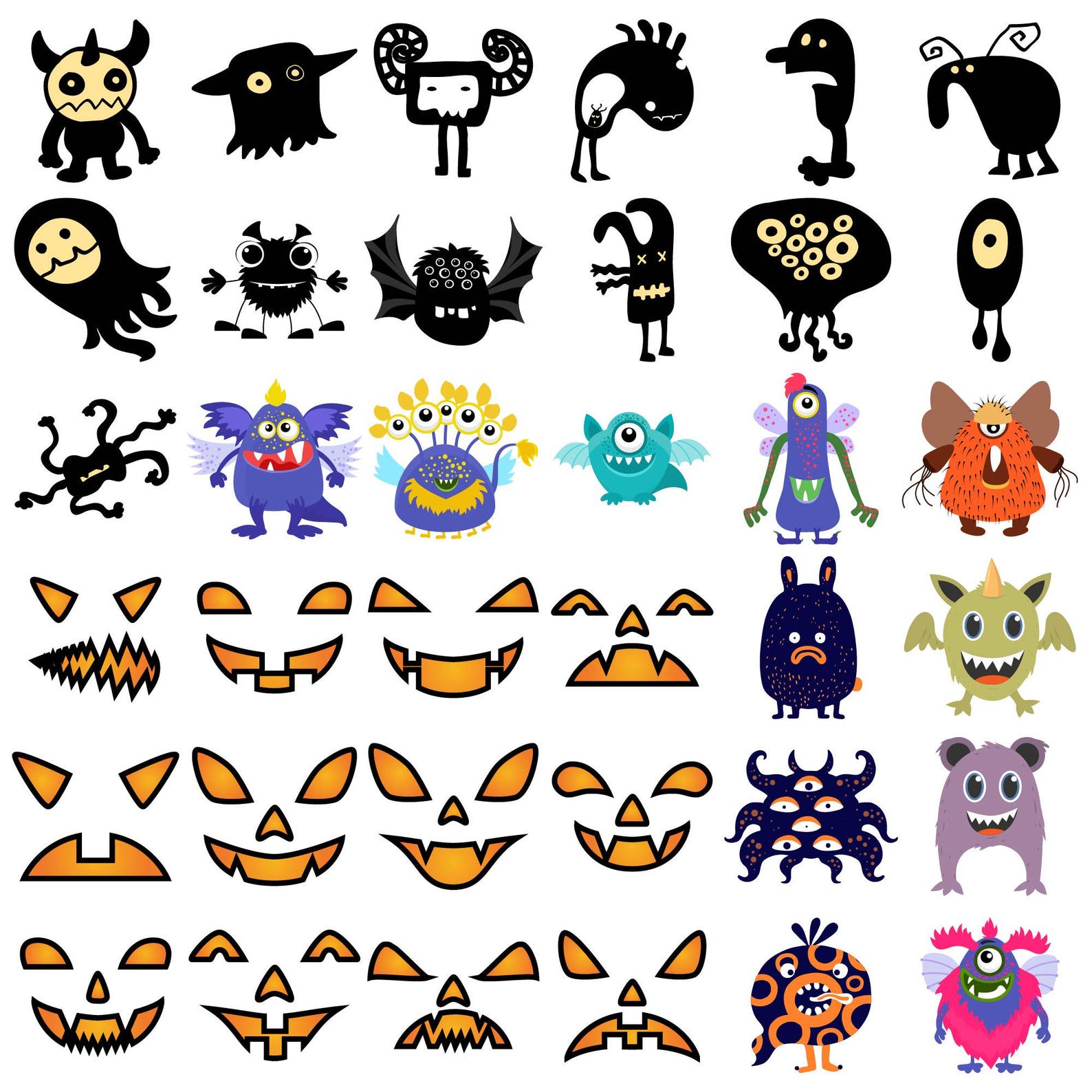 Cute Monsters Clipart, Monster Svg Bundle, Monster Eyes, Halloween Svg ...