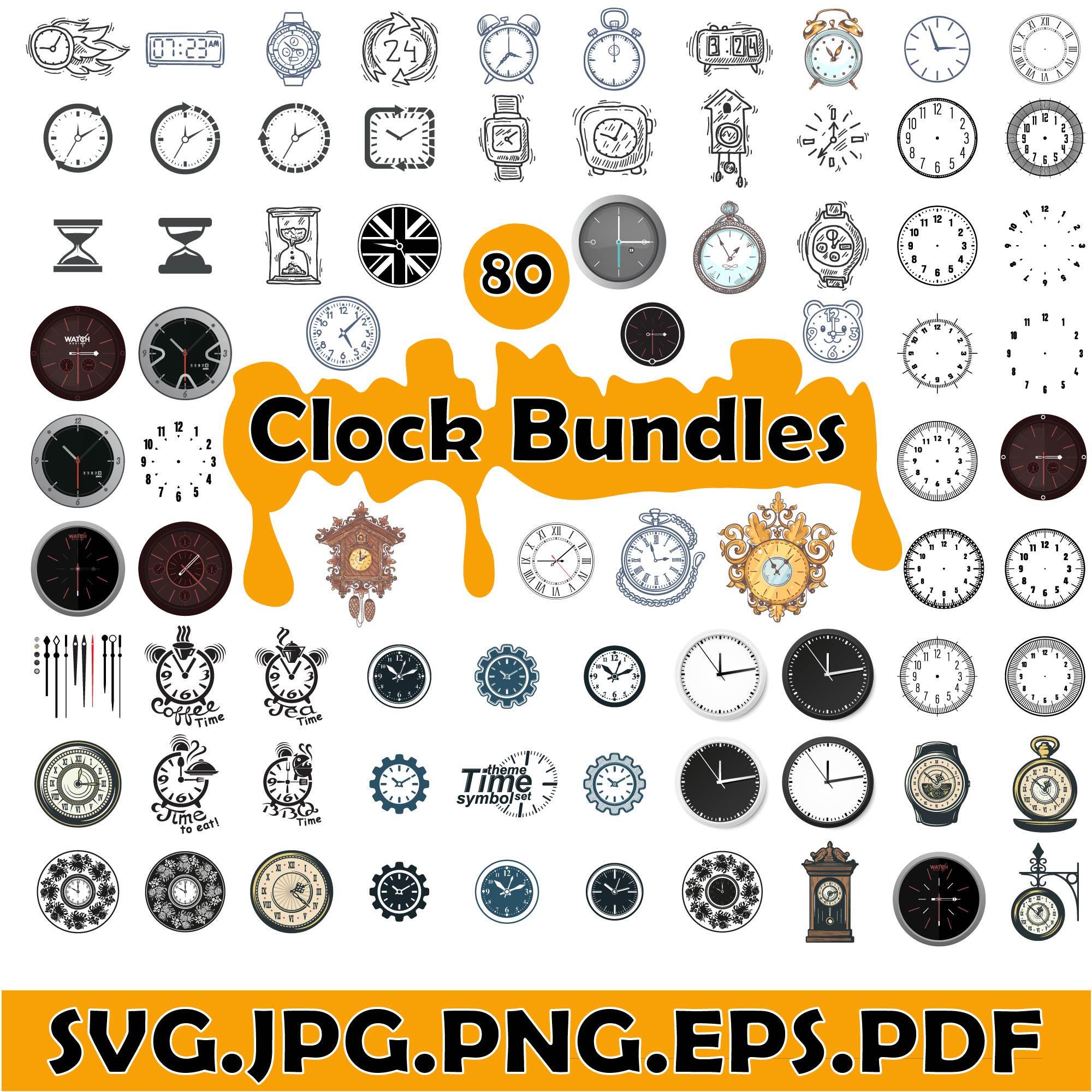 Clock Face Big Bundle Svg,clock Face Cricut Cut Svg,clock Svg,clock Number Svg,silhouette Cricut ...