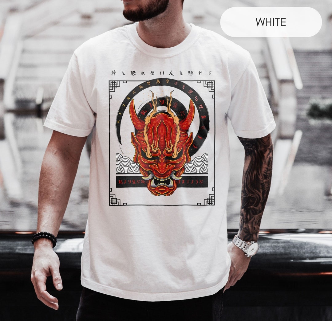 Japanese T Shirt Oni Mask Japanese Streetwear for Him Japan T-shirt ...