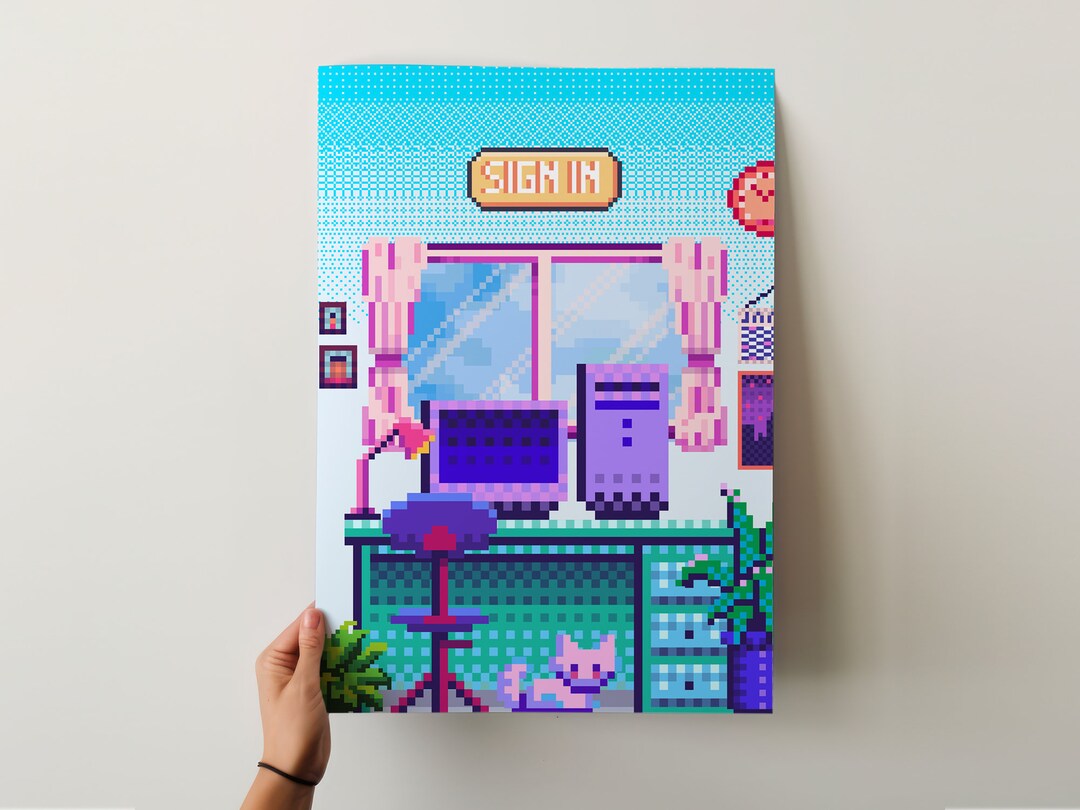 Pixelated Art Cute Pixel Art 8-bit Artwork Retro Video Game Pixel Artwork Retro Gaming Gift for ...