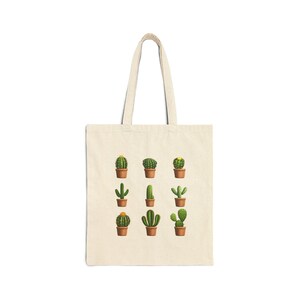 Cactus Cotton Canvas Tote Bag: Eco-friendly Reusable Grocery Bag - Etsy