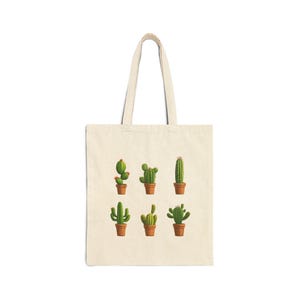 Cactus Cotton Canvas Tote Bag: Eco-friendly Reusable Grocery Bag - Etsy