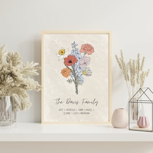 DIGITAL DOWNLOAD | Family Flower Bouquet | Birth Month Flower | Custom ...