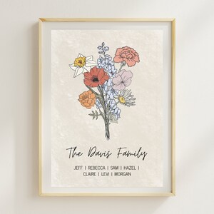 DIGITAL DOWNLOAD | Family Flower Bouquet | Birth Month Flower | Custom ...