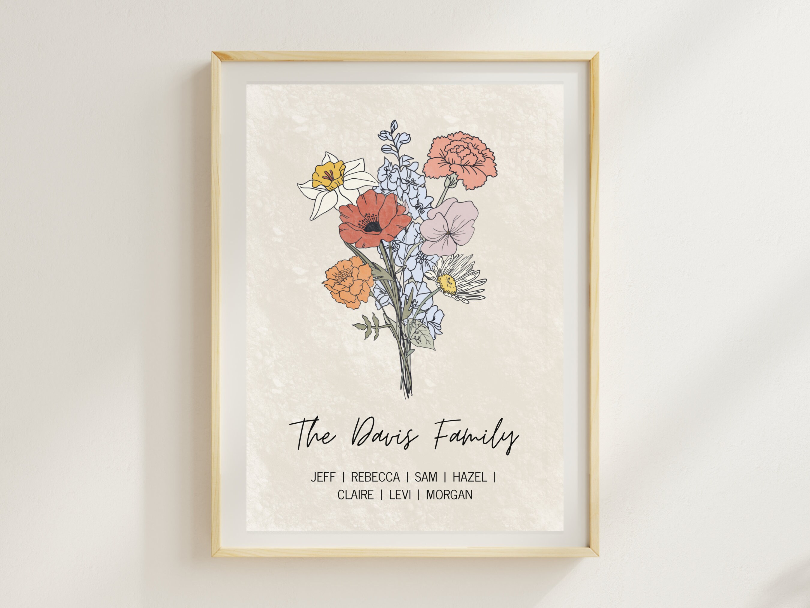 DIGITAL DOWNLOAD | Family Flower Bouquet | Birth Month Flower | Custom ...