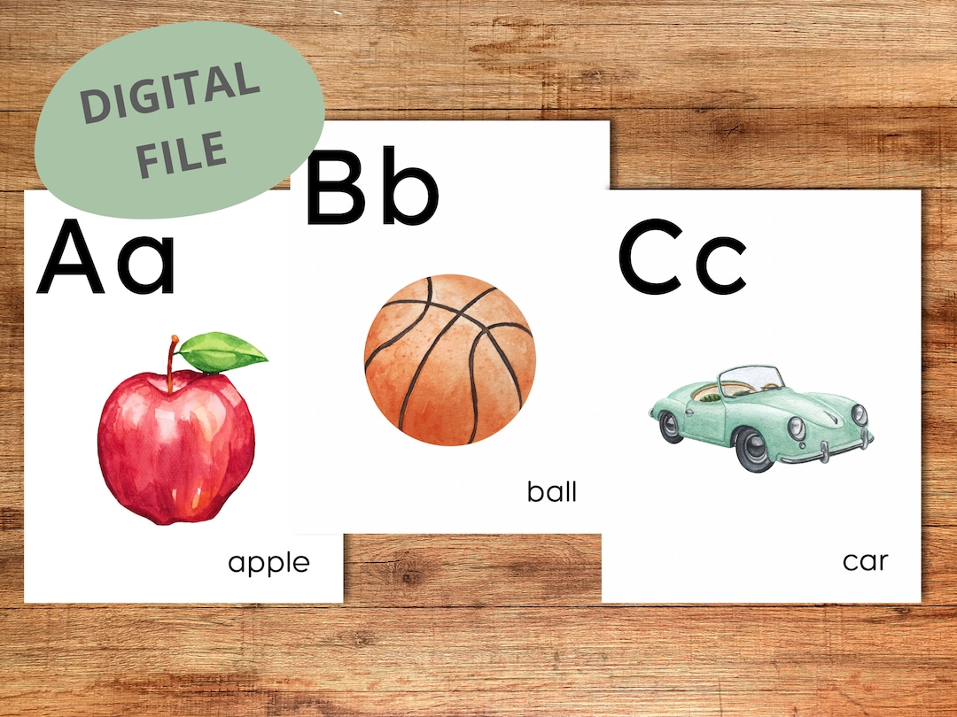 DIGITAL DOWNLOAD | Alphabet Flash Cards | 2 Print Sizes - Etsy