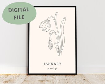 Carnation Line Art Carnation Print Printable Art Flower Print January ...