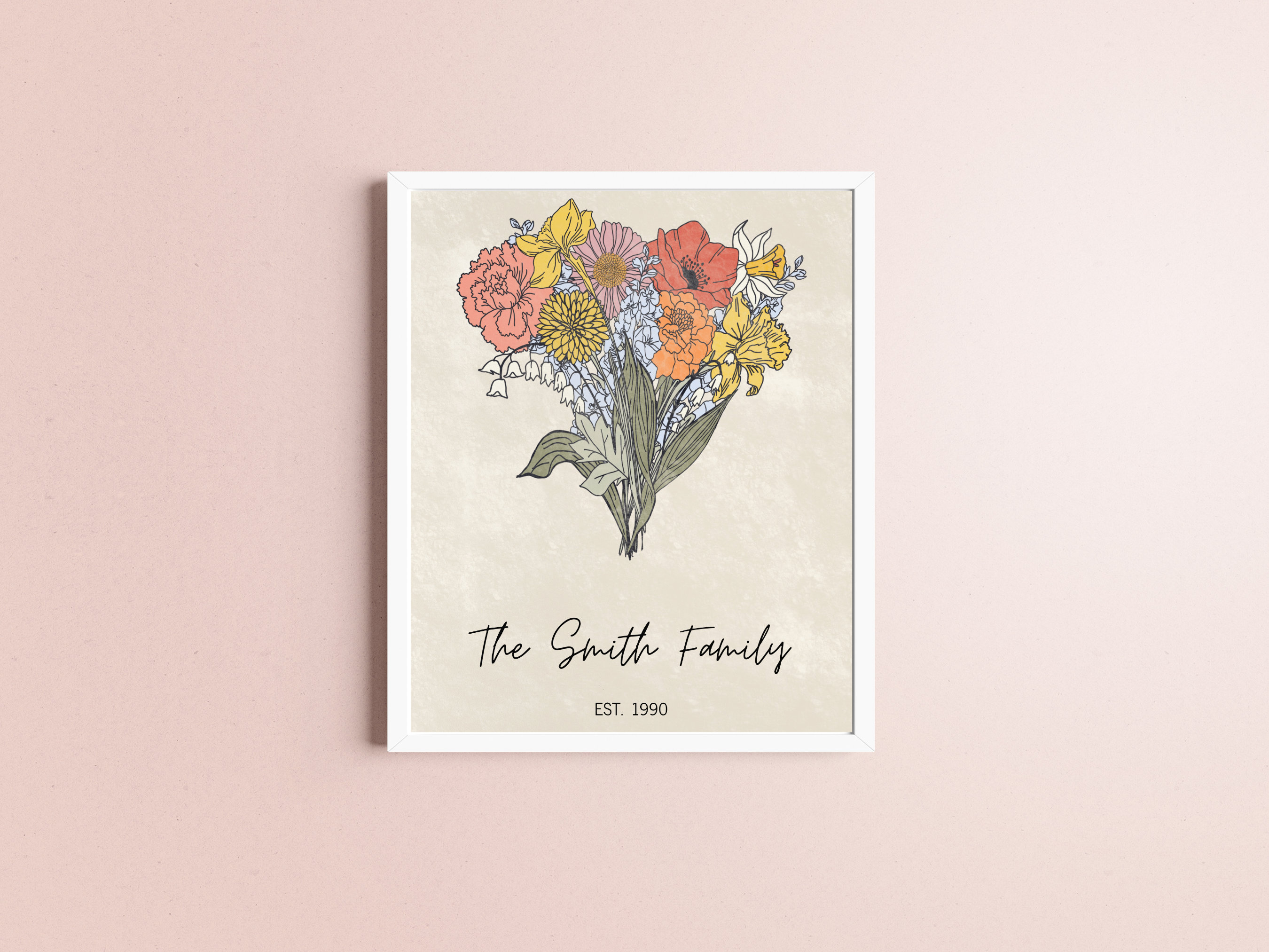 DIGITAL DOWNLOAD | Family Flower Bouquet | Birth Month Flower | Custom ...