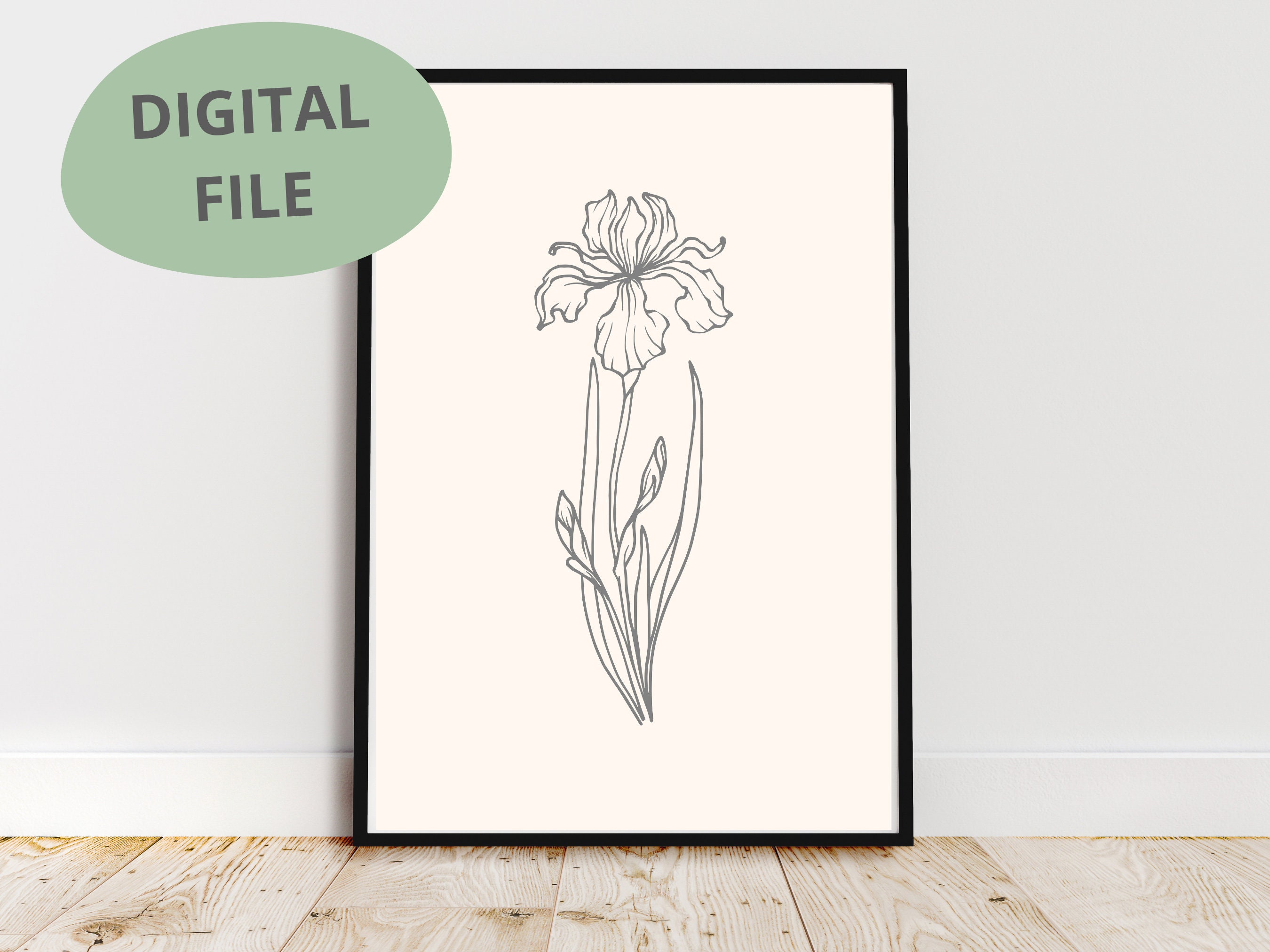 Iris Line Art | Iris Print | Printable Art | Flower Print | February ...