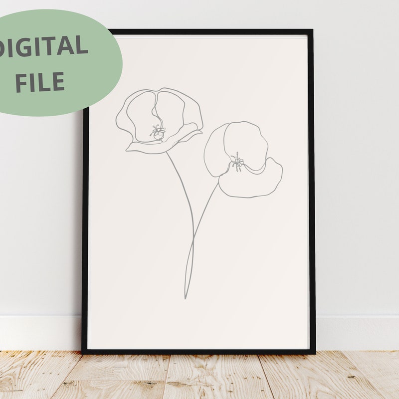 Poppy Line Art - Etsy