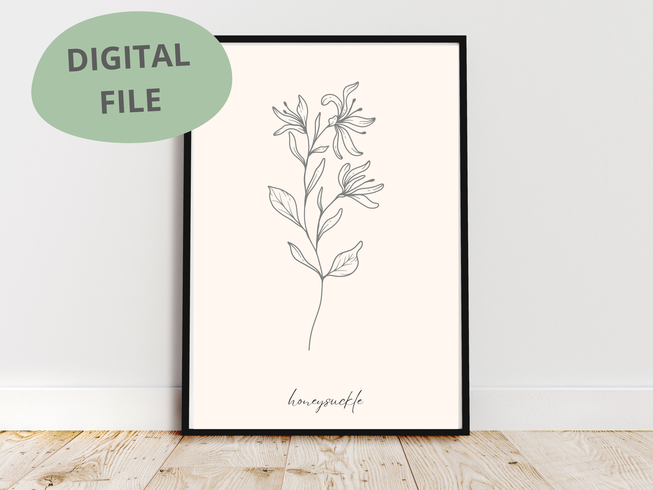 Honeysuckle Line Art Print | June Birth Flower (digital Download) - Etsy