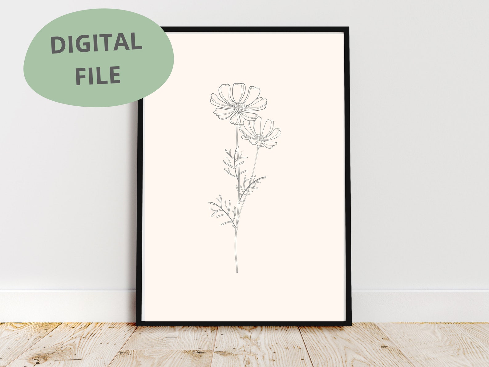 Cosmos Line Art Cosmos Print Printable Art Flower Print October Birth ...
